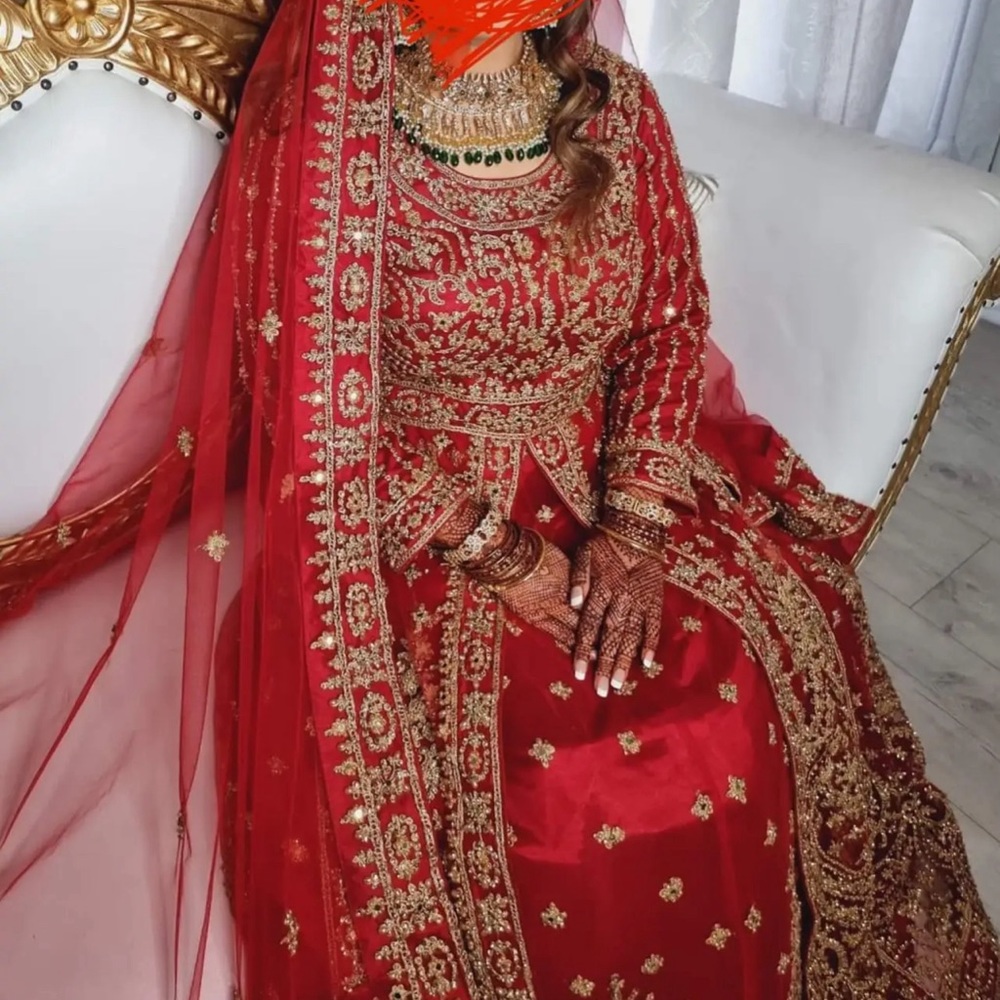 Red Bridal Lenga Full Dress With Lenga And Under Dres… - Gem